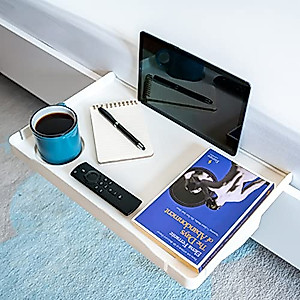 STURDYSHELF Large Bedside Shelf for Bed with Adjustable Tablet Phone Holders & Cupholder, Bed Shelf for College Dorm, Bunk Bed, Loft Bed, Floating Nightstand, Bed Table, Bedside Tray, Caddy