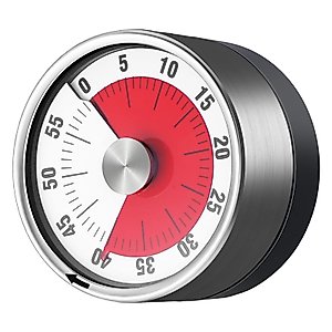 QUEEN KING Kitchen Timer Magnetic,Visual Timer for Kids,60-Minute Visual Countdown Timer with Loud Alarm,Magnetic Back & Stainless Steel Face,Kitchen Timer Manual for Study,Cooking,Baking