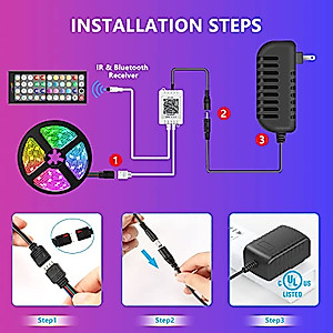 NEXillumi 25ft LED Strip Lights, APP Control Music Sync Color Changing LED Light Strip, SMD 5050 RGB LED Tape Lights with IR Remote (APP+Remote+Mic+3-Button Switch).