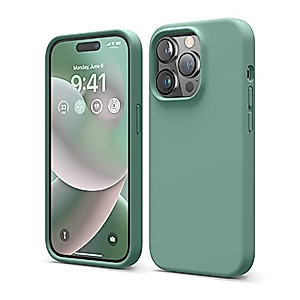 elago Compatible with iPhone 14 Pro Case, Liquid Silicone Case, Full Body Protective Cover, Shockproof, Slim Phone Case, Anti-Scratch Soft Microfiber Lining, 6.1 inch (Midnight Green)