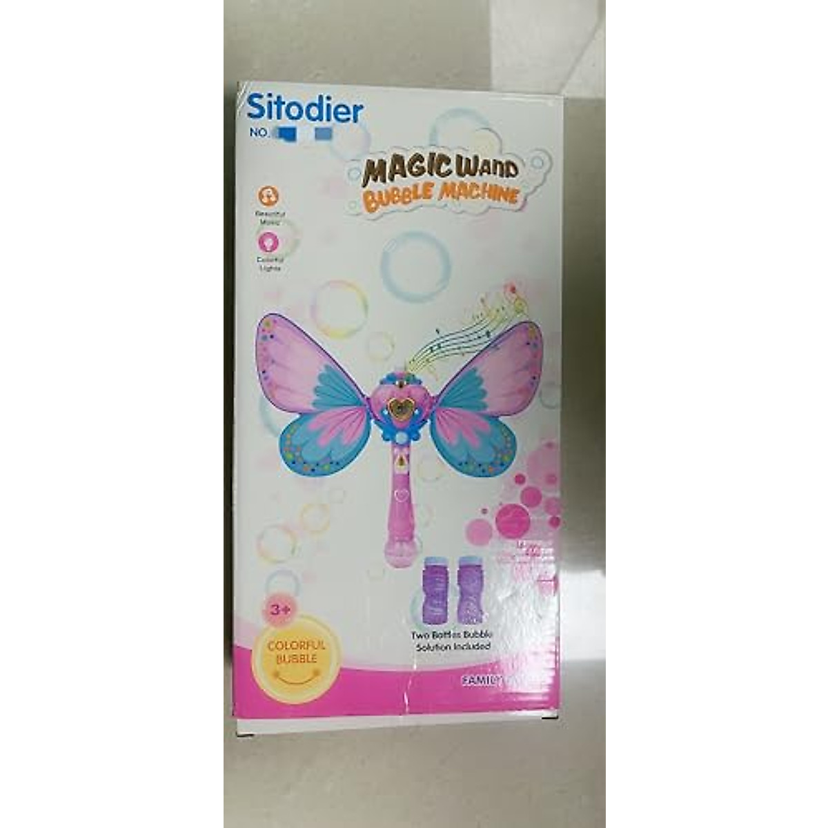 Sitodier Bubble Machine for Kids | Butterfly Bubbles Wand Blower for Toddlers 1000+ Bubbles per Minute | Outdoor Indoor Bubbles Blowing Toys Birthday Gift for Girls Bubble Solution Included