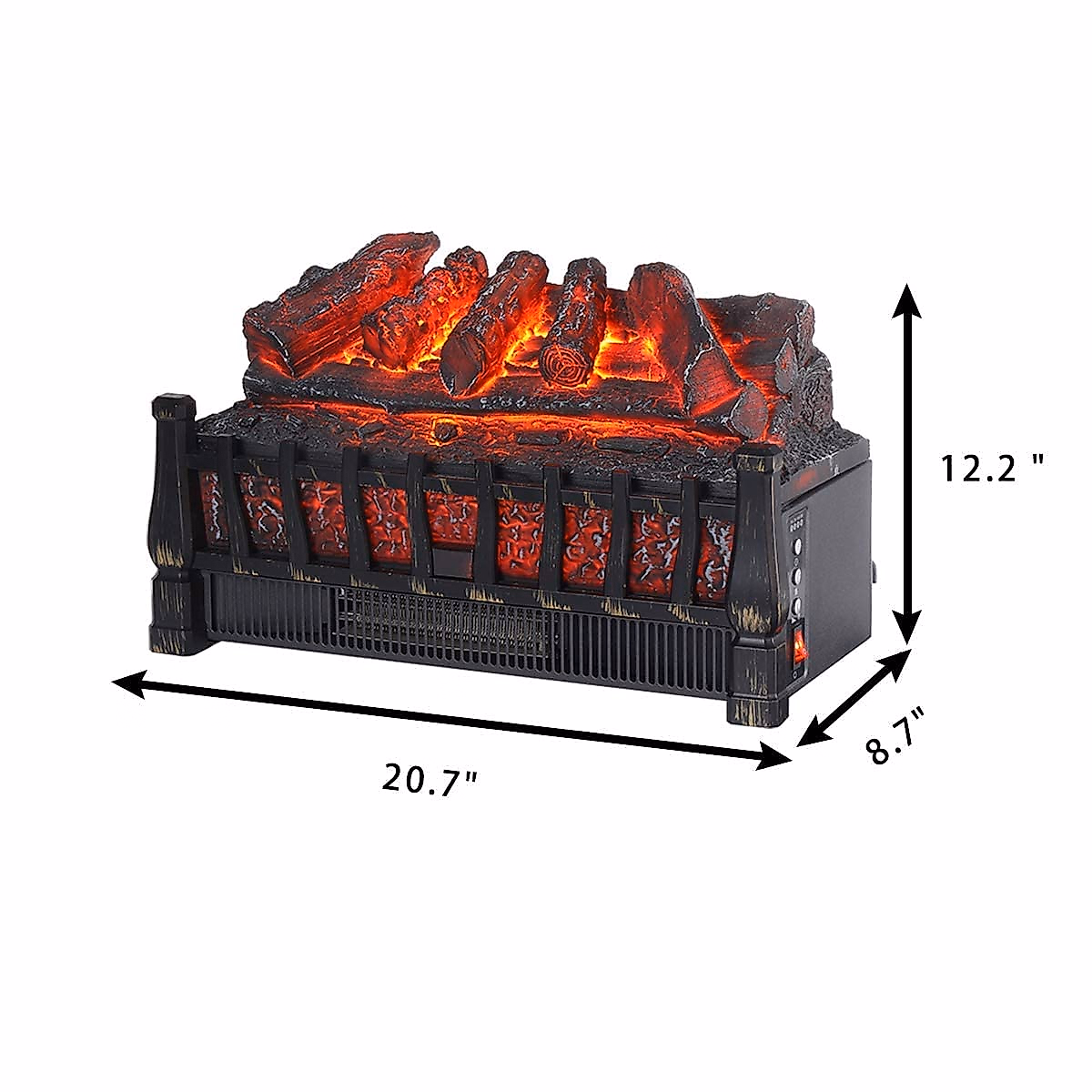 Electric Fireplace Logs 21in Inserted Heater with Remote Realistic Dancing Flame Effect Adjustable Brightness Overheating Protection Christmas Home Decoration 11