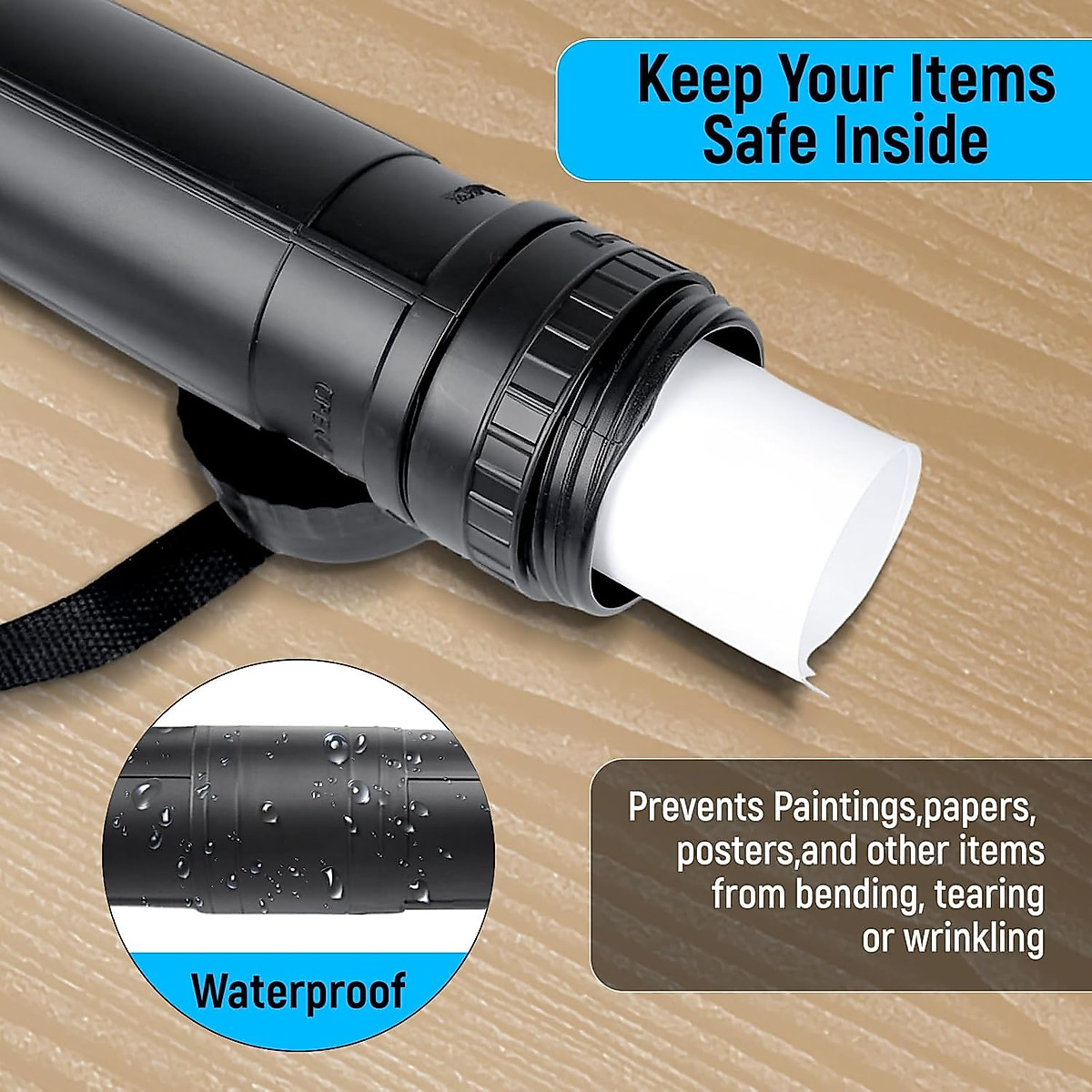 Poster Tube,Expandable Poster Tube with Shoulder Strap Artwork Portable Document Holder Case for Drawings Painting Paper Blueprint Picture Scroll