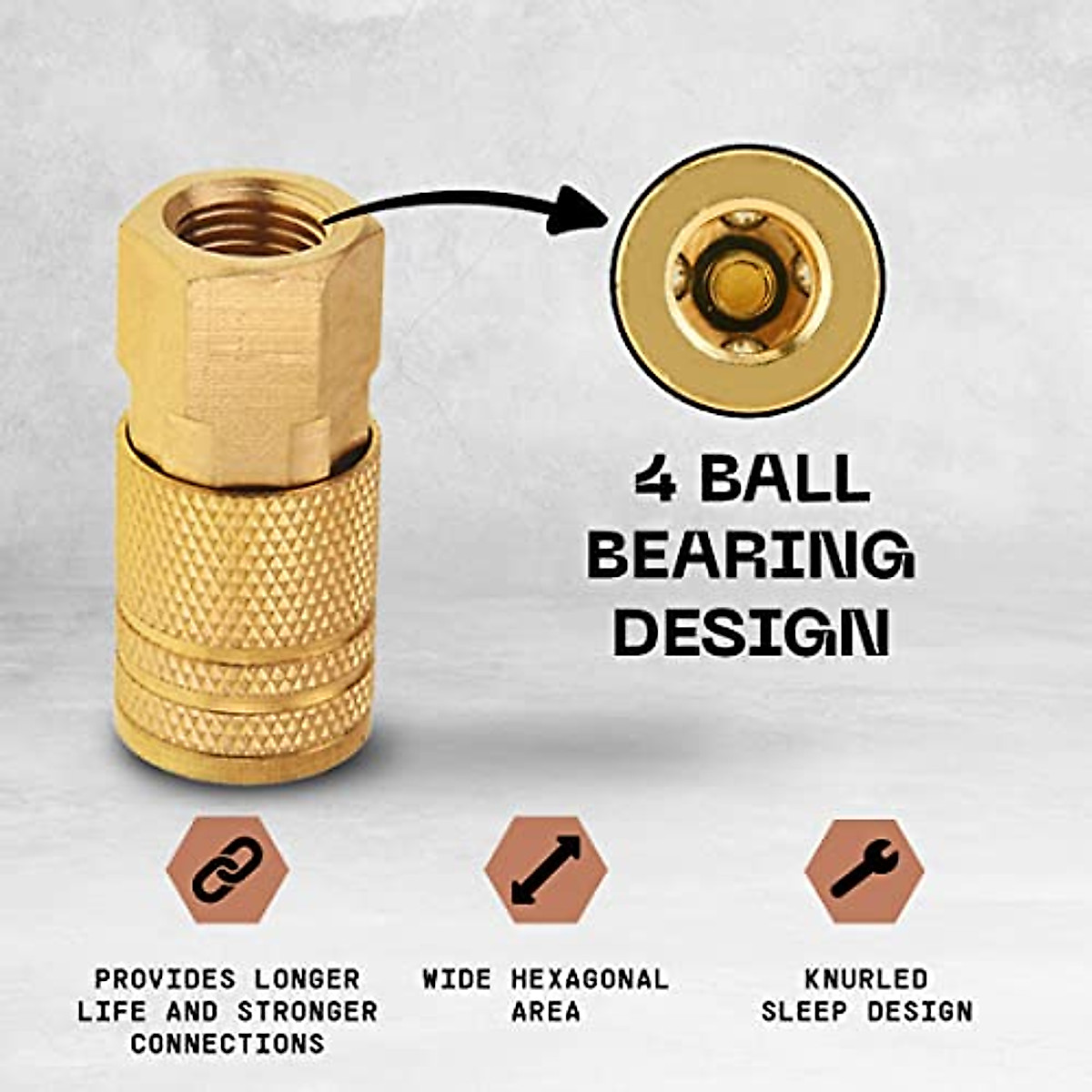 Silginnes Female Air couplers -1/4-Inch NPT Thread Quick Connect Air Coupler Plug Kit - 10-Pack, Air Tools Fittings Set, Air Compressor Accessories Fittings with Brass Finish