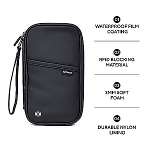 Large Family Passport Holder for 4 | Multiple Passport Holder Family 4 | Travel Document Organizer w/RFID Blocking, Removable Wrist Strap & Crossbody | Travel Airplane Essentials, Vacation Must Haves