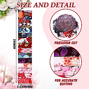 Ganeen 100 Pcs Cotton Fabric Patchwork Quilting Strips 2.56 Inch Precut Patchwork Roll Japanese Style Cotton Fabric Quilting Fabric Strips Craft for DIY Craft Sewing (Aesthetic)