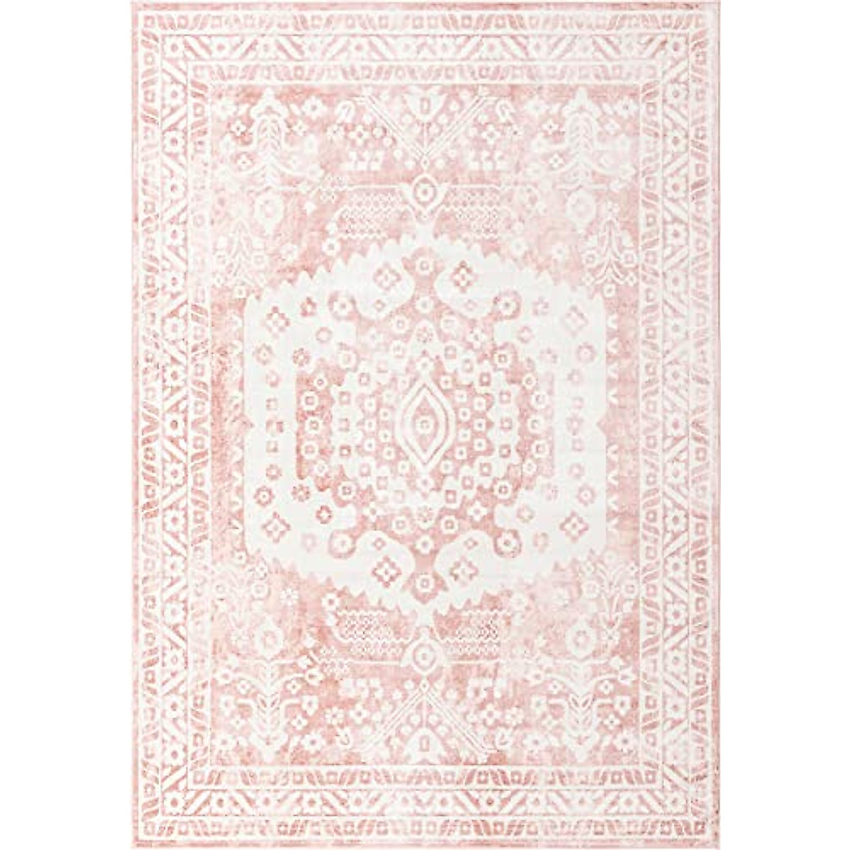 Unique Loom Oxford Collection Area Rug - Sheldonian (10' x 14' Rectangle, Pink/Ivory)
