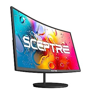 Nowco New_Sceptre_C248W 24'' Curved 75Hz Gaming LED Monitor Full HD 1080P HDMI VGA Speakers, VESA Wall Mount Ready Metal Black, ‎Metal Black