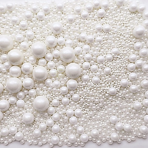 White Edible Pearls for Cake Decorating 5.1 OZ | White Sprinkles | Cake Pearls Edible White | White Pearl Sprinkles | Kosher Certified White Sugar Pearls Mix Size with Tweezers