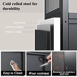 Hak Modern Metal Storage Cabinet Mobile Sliding Door with Lock | Adjustable Shelves | Multifunctional Storage Solutions for Dining Room, Kitchen, Living Room, Hallway