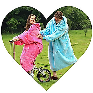 Daverose Lengthened Oversized Blanket Hoodie Wearable Blanket Sweatshirt for Women Adult and Kids - Teal Hoodie Blanket Hooded Blanket with Sleeves and Giant Pocket, Super Warm Cozy Blanket