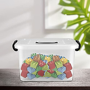 HOIGON 6 Pack 6.6 Quart Plastic Storage Bins with Lids and Latching Handle, Clear Plastic Storage Container Box for Organization and Storage