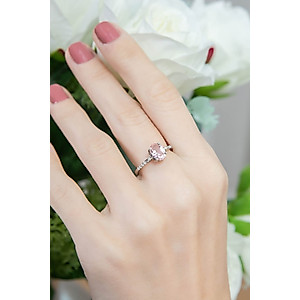 B. BRILLIANT Sterling Silver Simulated Morganite and White Topaz Oval Crown Ring, Size 9