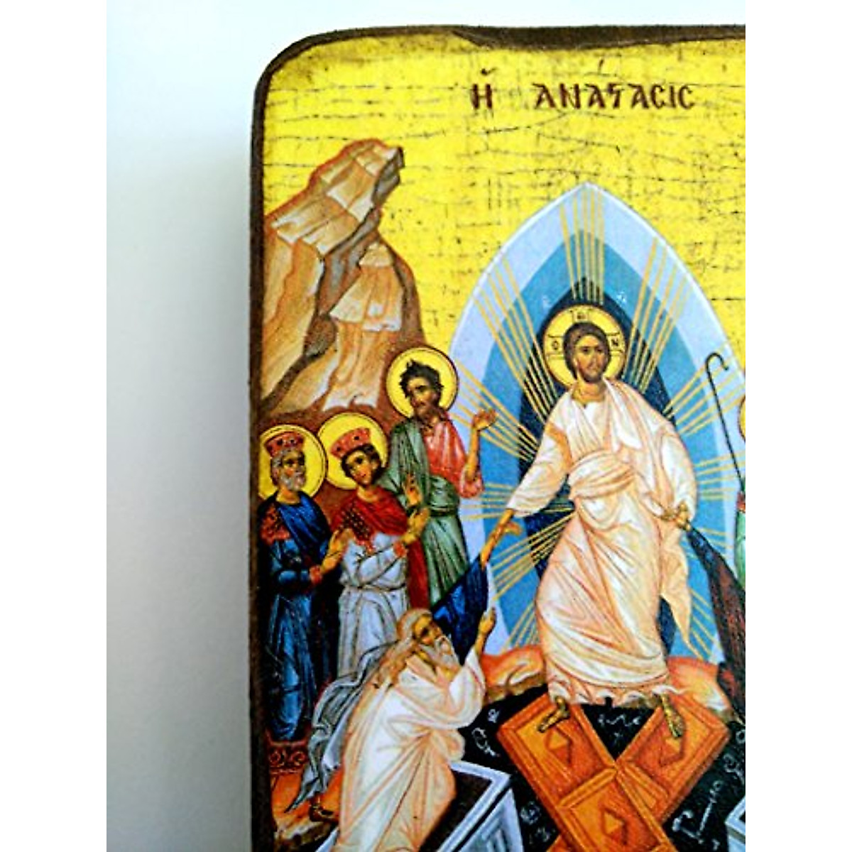 Wooden Greek Christian Orthodox Wood Icon of the Resurrection / A0