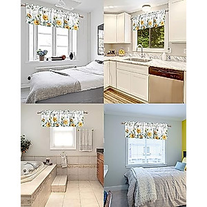 Butterfly Floral Window Kitchen Curtain Valance, Window Curtain Valance Rod Pocket, 1 Panel Short Valances Window Treatment for Living Room Bedroom Bathroom Cafe (42x18 Country Style Butterfly)