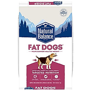 Natural Balance Fat Dogs Low Calorie Chicken Meal Salmon Meal, Garbanzo Beans, Peas & Oatmeal Adult Low-Calorie Dry Dog Food for Overweight Dogs
