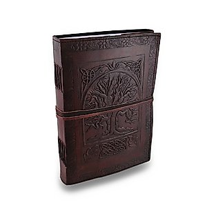 Vintage Large 10 inch Tree of Life Leather Cover Blank Book Spell Book Drawing Sketch Book Christmas Gift for Men & Women