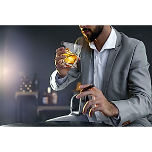 Whiskey Glass Gift Set - Bourbon Whiskey Stones Gift Set - Rocks Whisky Chilling Stones - Scotch Glassess Gift in Wooden Box - Wisky Stones Set - Burbon Gifts for Men Dad for Birthday Fathers Day