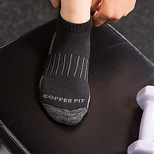 Copper Fit Unisex Copper Infused No Show Socks - 3 Pack , Large/X-Large, Black