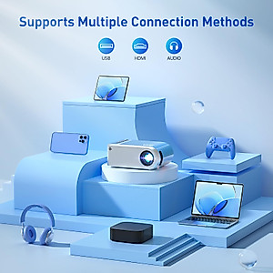 Mini Projector for iPhone, DZA Outdoor Movie Projector Supports 1080P with Synchronize Smartphone Screen, Portable Projector for Home Theater Compatible with iOS/Android/PC/TV Stick, and HDMI/USB