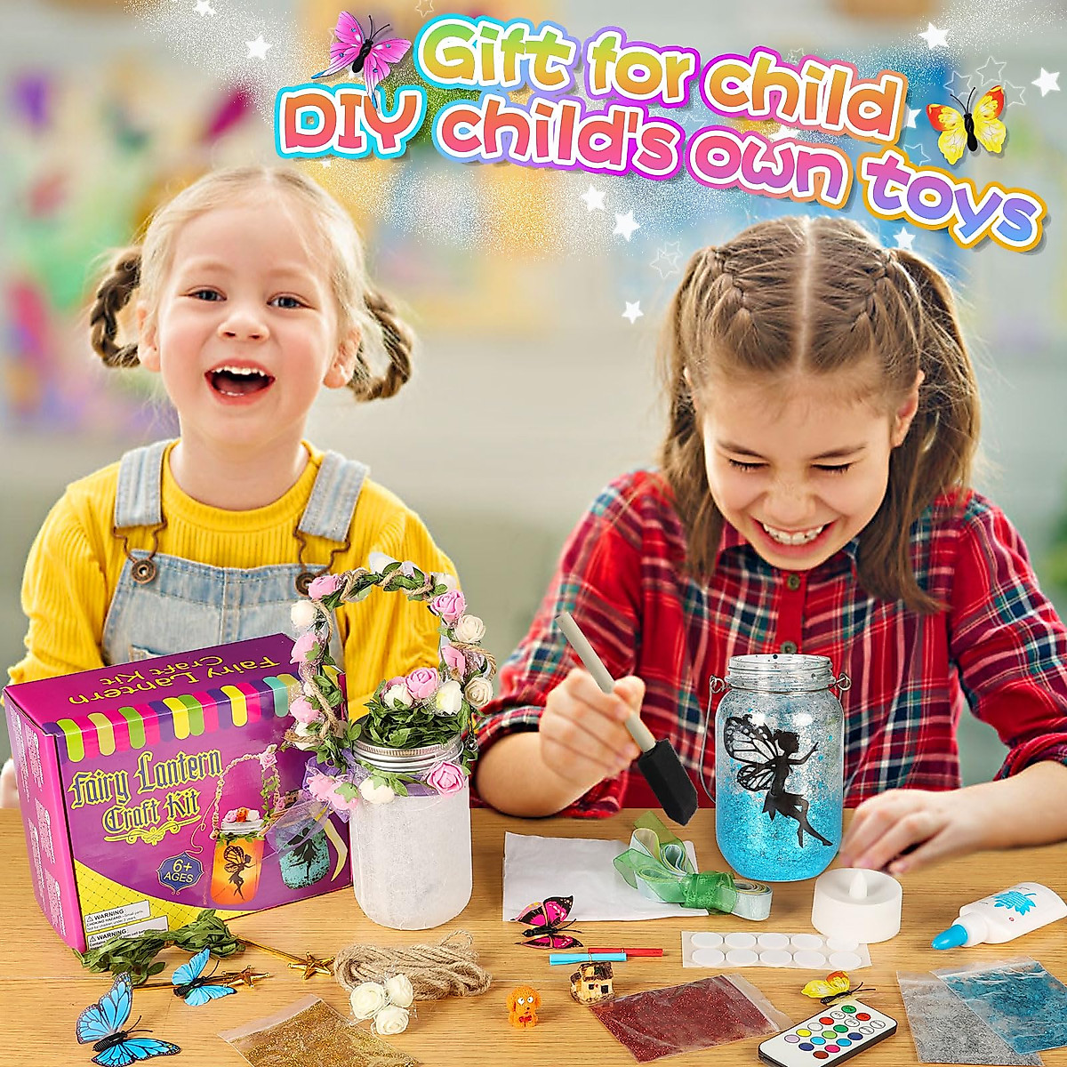 Alritz Fairy Lantern Craft Kit - Christmas Gifts for Kids Girls - Remote Control Mason Jar Night Light - DIY Garden Decorations Art Project Ornaments, Creative Activities Birthday Ages 4 5 6 7 8 9+