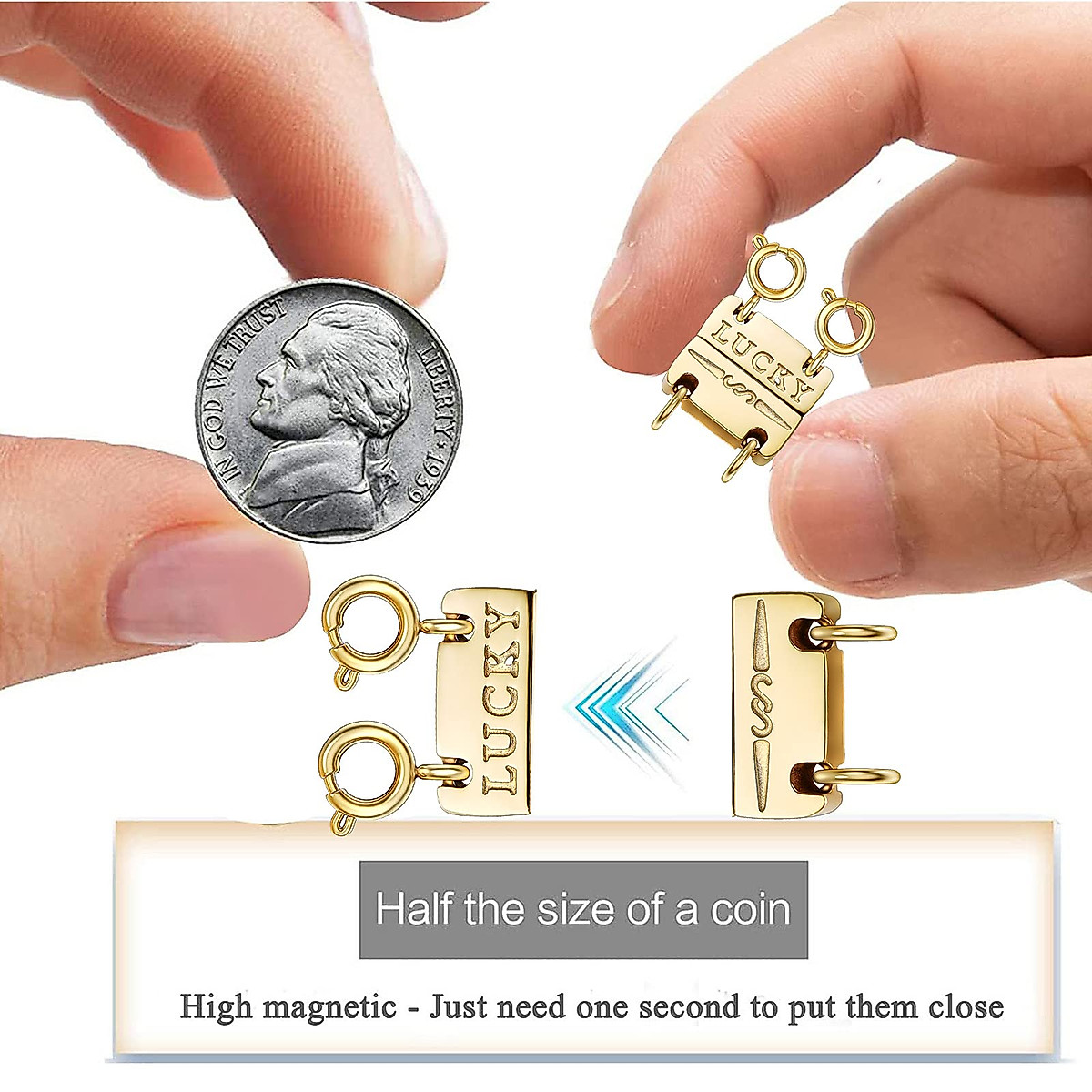 kcctoo Necklace Layering Clasp Womens Jewelry Separators 18K Gold and Silver Magnetic Multiple Necklace Clasp for Women Layered Look