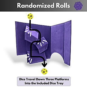 Luck Lab Folding Dice Tower and Dice Tray for RPG Table Top Gaming - Black/Purple - Raven Design