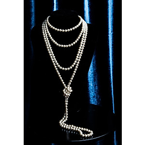 Cizoe 1920s Pearls Necklace Fashion Faux Pearls Gatsby Accessories Vintage Costume Jewelry Cream Long Necklace for Women(1A-white-1)