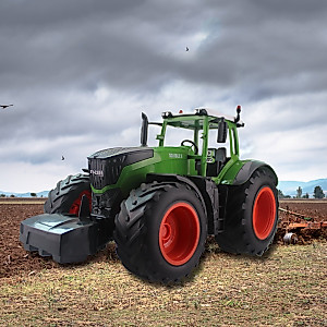 Fistone RC Truck Farm Tractor 2.4G 1:16 High Simulation Scale Construction Vehicle Remote Control Toy with Lights and Sounds Kids Toy Hobby Model