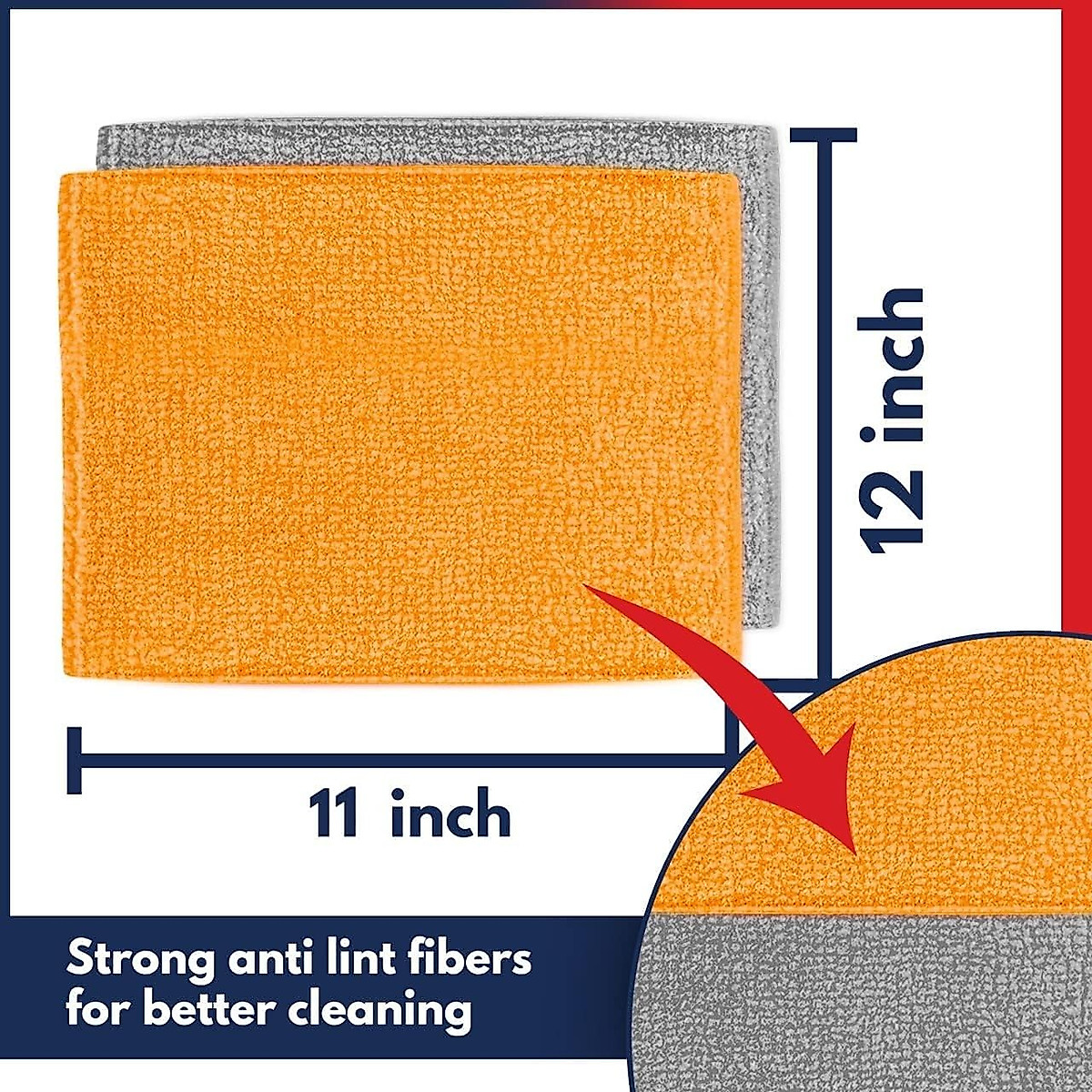 USANOOKS Microfiber Cleaning Cloth - (12x16 inches) High Performance - Ultra Absorbent Weave Traps Grime & Liquid for Streak-Free Mirror Shine - Lint Free Towel - 12x16 Inch (Pack of 8)