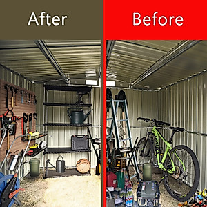 4ever2buy 8x10 Steel Shed, Outdoor Storage, White, UV Resistant, Modern Style, Sliding Doors, Green