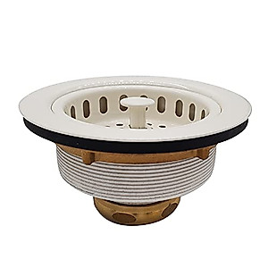 Westbrass D214-51 3-1/2" Post Style Large Kitchen Sink Basket Strainer, 1-Pack, Powder Coat Almond