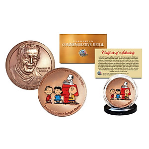 Colorized Charles Schulz Commemorative Medal Peanuts Coin Snoopy Charlie Brown