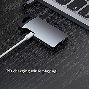 XUNMAIFHB Portable Docking Station,Typec8 in 1 Docking Station hdmi Adapter Type-C PD Fast Charging, HDMI Interface, SD/TF Card, USB3.0 × 3, Gigabit Ethernet Port Fast Transmission