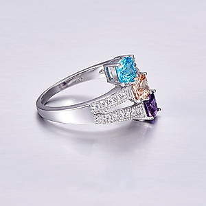 Merthus 3 Stones Ring, 925 Silver Rings for Women, Chakra Ring, Stackable Eternity Ring Mothers Day Gifts