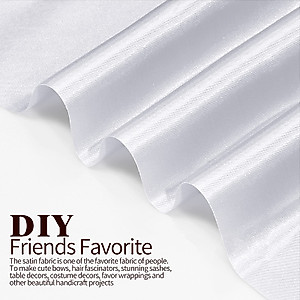Horbaunal White Satin Fabric, 60" Wide, 2 Yards, Soft Charmeuse Satin Fabric for DIY Crafts Decorations Costume