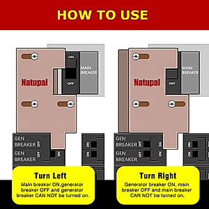 Natupal Generator Interlock Kit compatible with GE General Electeric breaker panels with single vertical throw main, 2 1/2 inch Spacing between main and branch breaker