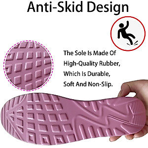 DONGJINGO Women Mesh Breathable Slip-on Air Cushion Walking Shoes,Arch Support Diabetic Shoes,Non-Slip Comfy Work Work Shoes (Light Purple,4.5)