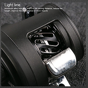 Round Baitcasting Reel, 6.2 : 1 Gear Ratio, Metal Body Lure Fishing Drum Wheel, Bearing, Magnetic Brakes, Micro Object Baitcaster Fishing Reel (DKS50 Right Hand)