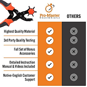 Professional Leather Hole Puncher – Leather Punch Tool for Belts, Watch Bands, Handbag Straps and More – Precision Multi-Size Fabric & Leather Hole Puncher for Crafts & Easy DIY Belt Holes