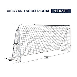 ZENY 12'x6' Portable Soccer Goal for Backyard Kids Adults Soccer Net and Frame for Home Backyard Practice Training Goals Soccer Field Equipment