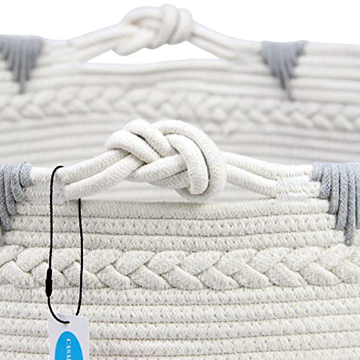 Casaphoria XXXXLarge Cotton Rope Blanket Basket 22in x 22in x 16in Woven Laundry Hamper Laundry Baskets Storage Basket for Towel, Diaper, Laundry Basket（pack of 1）, Gray (MB2021046)