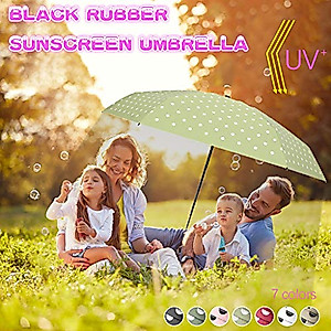 Atezch Portable Compact Sun Umbrella, Sunscreen Rainproof Dual-use Umbrellas with Pocket Size, Travel Mini Folding Umbrella with Black Underside