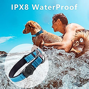 Airtag Dog Collar,Durable Dog Collar with Waterproof Apple Air Tag Holder Case,Adjustable,Soft,and Reflective GPS Tracking Dog Collars for Medium and Heavy Duty Large Dog Boy or Gril