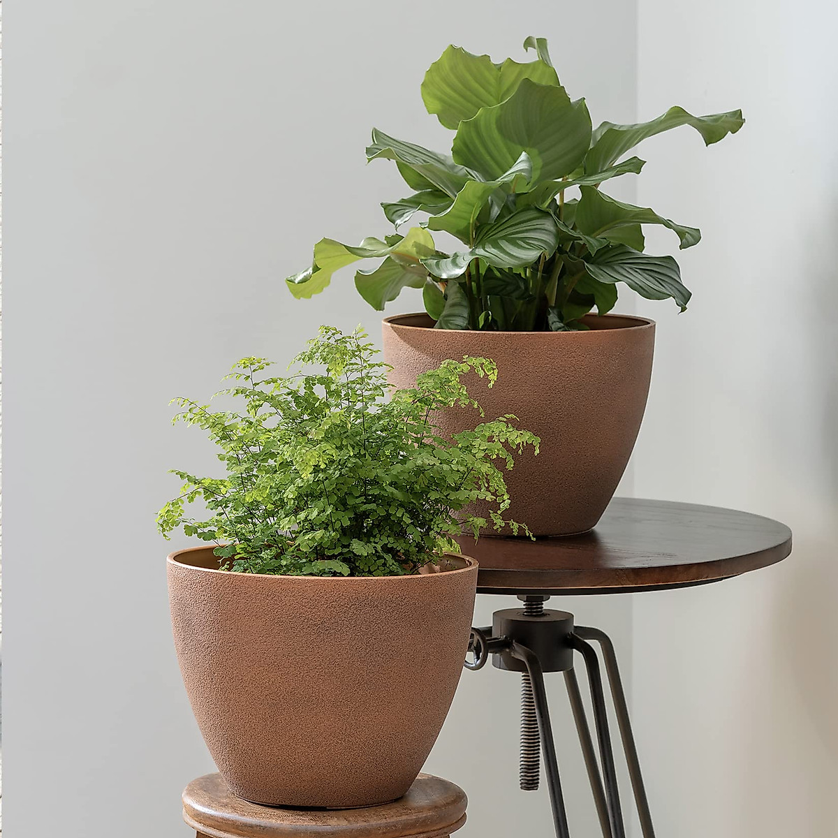 LA JOLIE MUSE Flower Pots Outdoor - Large Garden Planters with Drainage Holes Set of 2 (11.3 Inch, Terracotta Color)