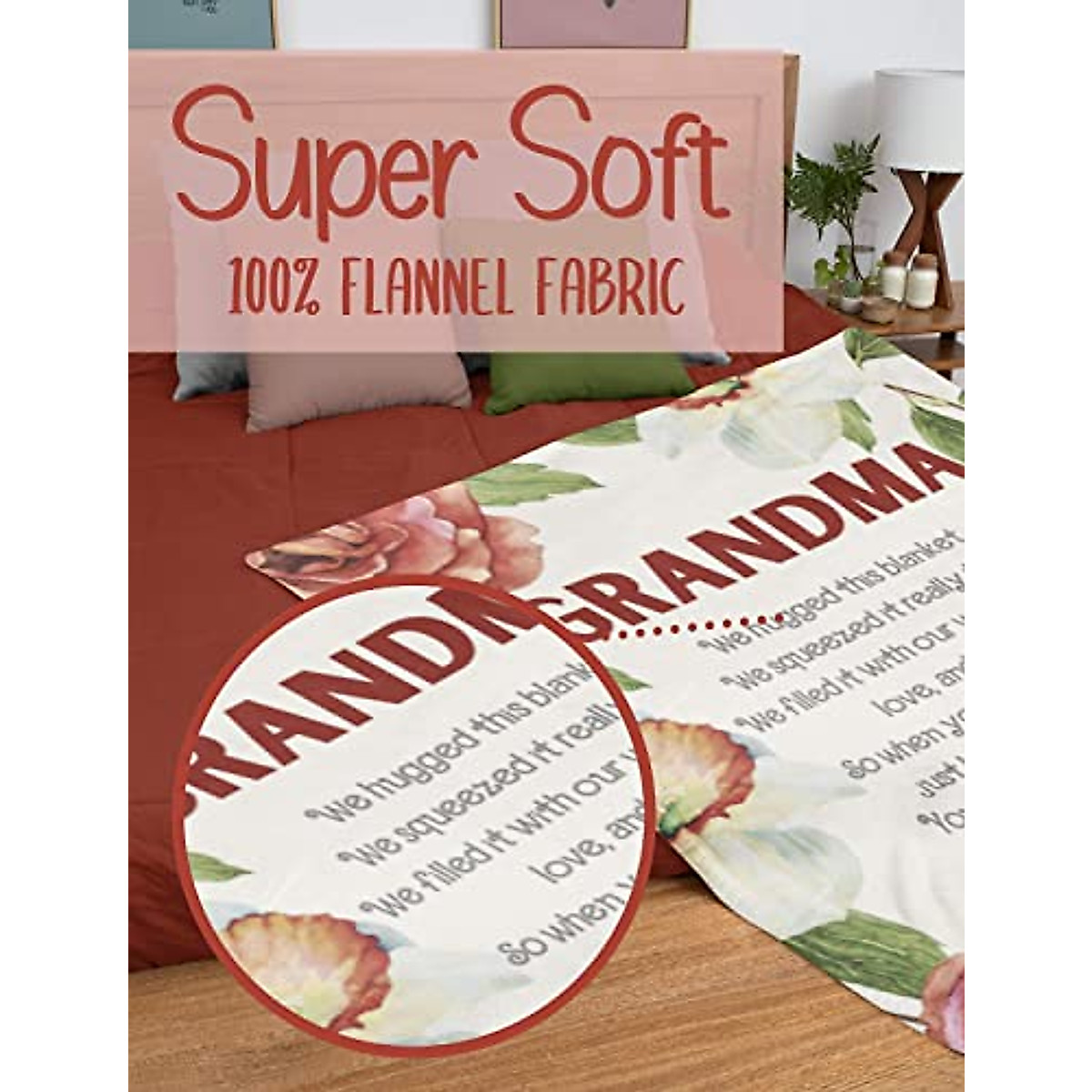 InnoBeta Grandma Throw Blanket - Grandma Gifts from Grandchildren- Flannel Blankets Gift for Grandma on Mother's Day, Christmas, Birthday, or Thanksgiving - 50" x 65"