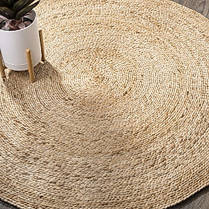JONATHAN Y RNF103A-6R Soleil Round Natural Jute Braided Circle Indoor Area-Rug, Natural Fibers, Geometric, Bohemian Easy-Cleaning, Bedroom, Kitchen, Living Room, Non Shedding, Natural, 6' Round
