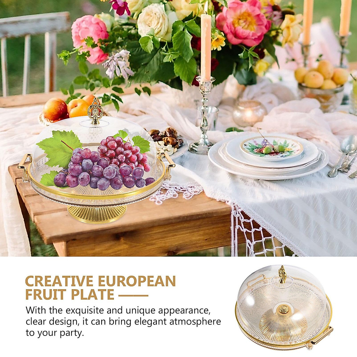 Yardwe Candy Display Rack Wedding Cake Stands Platter Tray Cake Stand with Dome Snacks Serving Tray Dessert Severing Tray Small Fruit Plate Cake Pan Candy Plate Office Container Paper Cup