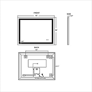 48x36 Inch LED Lighted Bathroom Wall Mounted Vanity Mirror, Dimmable Touch Switch Control, Adjustable Warm White Natural Daylight Lights, Vertical Horizontal Installation