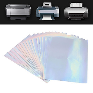 Printable Holographic Sticker Paper A4 Printing 20 Sheets Ink for Laser Printing Paper Stickers Self Adhesive Quick Drying Scratch Resistant 11.7X8.3In Inkjet Printer Paper